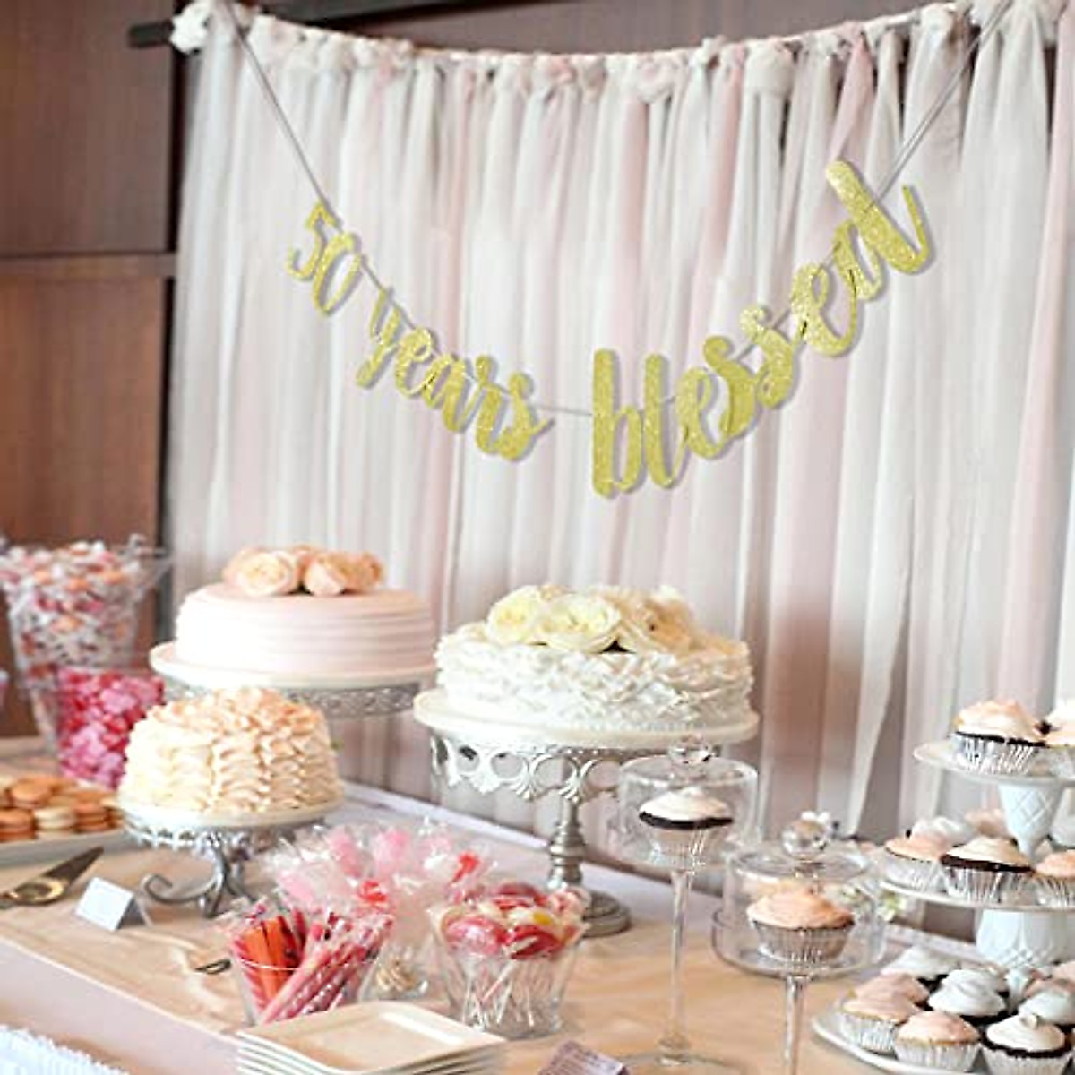 50 Years Blessed Banner - 50th Birthday Banner,50th Birthday Banner Party Decorations,50th Anniversary Banner,50 Birthday Banner Sign…