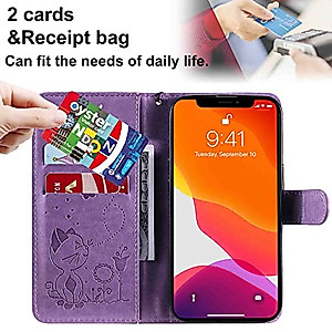 Fansipro Phone Cover Wallet Folio Case for Oppo Reno 6 PRO Plus 5G, Premium PU Leather Slim Fit Cover for Reno 6 PRO Plus 5G, 2 Card Slots, Nice fit, Purple