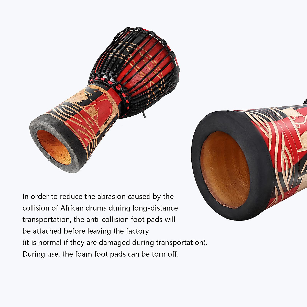 Meech Goatskin Cloth Drums Djembe Hand-Painted African Drums Cloth Stitching Djembe Red