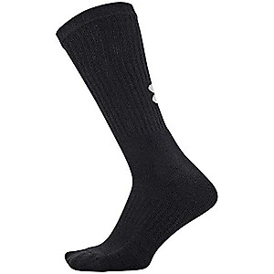 Under Armour Adult Training Cotton Crew Socks, Multipairs , Black (6-Pairs) , Large