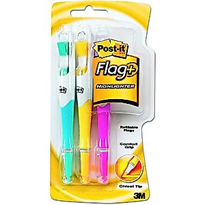 Post-it 70071178217 Flag+ Highlighter, Yellow, Pink, and Blue, 50-Color Coordinated Flags/Highlighter, 3-Pack Limited Edition