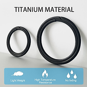 Autuveen Titanium Key Ring for Keychains,Black Keyrings Side-Pushing Key Chain Holder for Car/House Keys(Black,L+S)