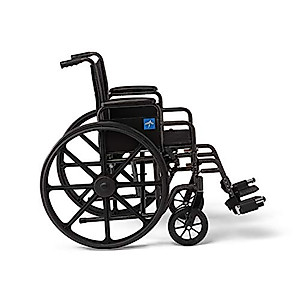 Medline Strong and Sturdy Wheelchair with Desk-Length Arms and Swing-Away Leg Rests for Easy Transfers, 16” Seat