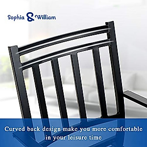 Sophia & William Outdoor Chairs Black Metal Patio Dining Chairs Set of 2,E-Coating Metal Stackable Lawn Chairs,Wrought Iron Outdoor Metal Dining Chairs for Garden Backyard,300 lbs