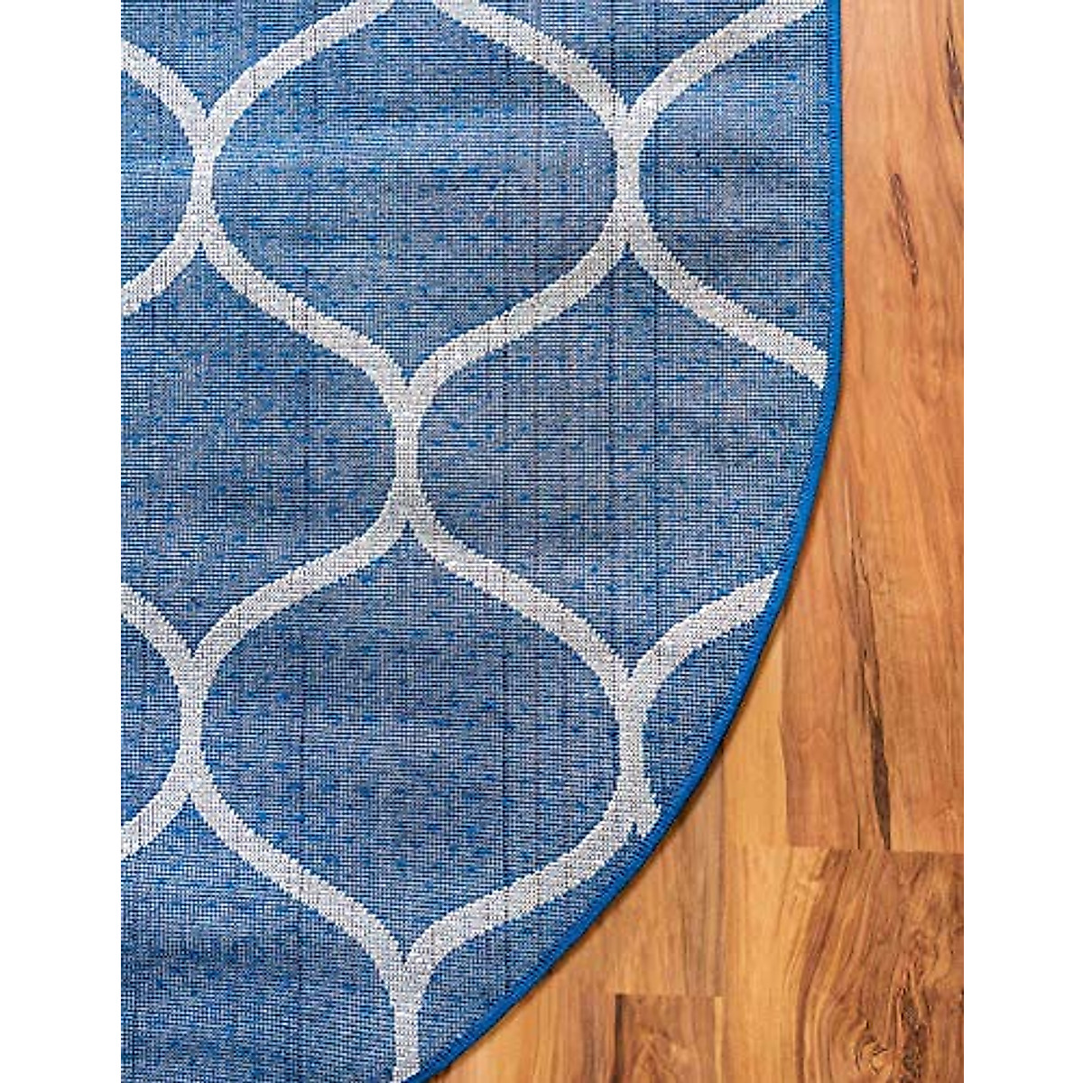Unique Loom Trellis Frieze Collection Area Rug - Rounded (5' x 8' Oval, Navy Blue/ Ivory)