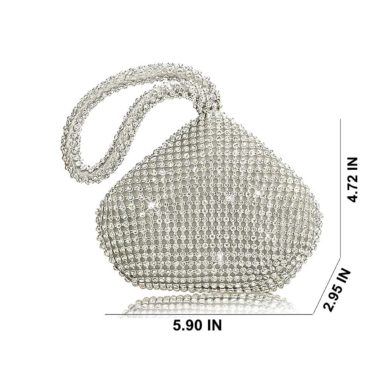 Vistatroy Women's Evening Bag Sparkly Rhinestone Purse Triangle Designer Chain Clutch Purse Bag Party Prom Wedding Purse (A Black)
