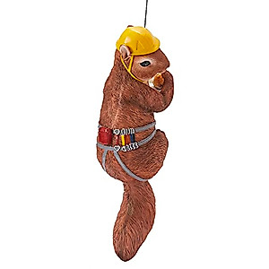 Climbing Squirrel Figurine Garden Wall & Tree Decor Statues, Animal Backyard Accessories, Hang on Wall, Yard Art Squirrel Gifts Figure Indoor and Outdoor Lawn Squirrel with Helmet Funny Decoration 12"
