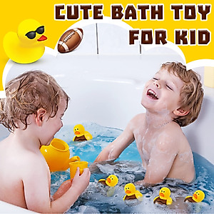 Football Rubber Ducks Floating Bath Toy Football Duck Shower Toy Football Sports Themed Mini Ducks for Bathtub Party Birthday Decoration