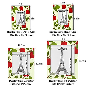 Pardick Red Apples Leaf 4x6 Picture Frame, Autumn Fruit Wooden Photo Frames for Tabletop and Wall Display, Picture Frame Home Office Decor