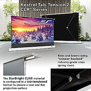 Elite Screens Kestrel Tab-Tension CLR, 121" Diag. 16:9, Ultra-Short Throw Ceiling Ambient Light Rejecting (CLR®/ALR) Electric Floor-Rising Projector Screen,Black Casing, FTE121UH2-CLR