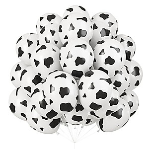 Cow Print Balloons, 30 Pcs Cute Cow Latex Balloons for Kids Party, Black White Western Cowboy Cowgirl Balloons for Boys Girls Farm Theme First Rodeo Birthday Baby Shower Party Decorations Supplies