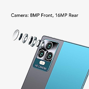 Honio 10.1 Inch Tablet, 4G Network 8 Core CPU Tablet 2 in 1 8MP Front 16MP Rear 100-240V 8GB 256GB (US Plug)