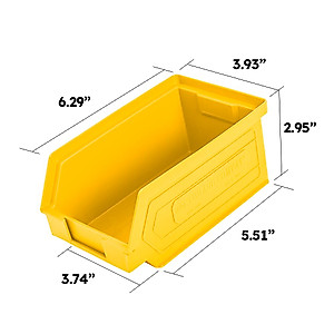 24 Pack Small Storage Bin, Wall Mount Storage, Hanging and Stacking Bin, Freestanding | 7” x 4” x 3” Plastic Container | Yellow | Zeus 1PLZ05 | StorageCompat