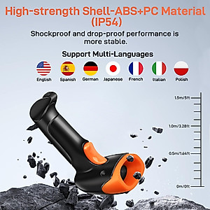 KUIIYER Bluetooth Barcode Scanner, Wireless 2D QR 1D Bar Code Scanners Handheld Barcode Reader with Updated 800 X 600 Pixel CMOS, Plug & Play for Warehouse, Library, Supermarket, Square POS System