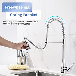 Commercial Sink Sprayer Hose,Commercial Kitchen Sink Faucets Flexible Hose Replacement(44 inch),with 304 Stainless Steel Pre Rinse Spring,Sink Sprayer Hose,Suitable for Use with Commercial Faucets