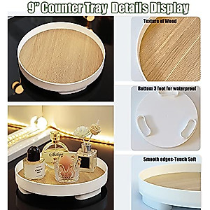 Round Bathroom Tray 2 Pack, Countertop Organizer Trays 12" and 9" Vanity Counter Tray Round Cosmetic Holder Decorative Tray Dresser Tray for Candle, Lotion Bottle, Cosmetics