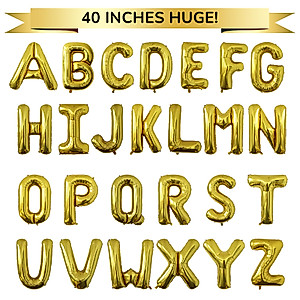 “40” Inch Large Gold Letter Balloons, Big Size Jumbo Helium Mylar Foil Party Balloons"E"for Birthday Party Decorations, Party Wedding Bachelorette Bridal Shower Decoration Holiday Balloon Decoration
