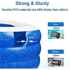 Inflatable Pool, Swimming Pool for Kids and Adults, Family Inflatable Pool for Kids, Toddlers, Adults, Outdoor, Garden, Backyard, Summer Water Party