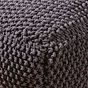 Christopher Knight Home Joyce Knitted Cotton Square Pouf, Dark Grey Small