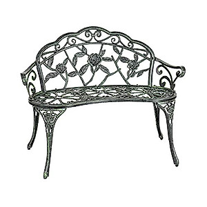 Sun-Ray 213054 Rose Garden Park Patio Bench, Verdigris