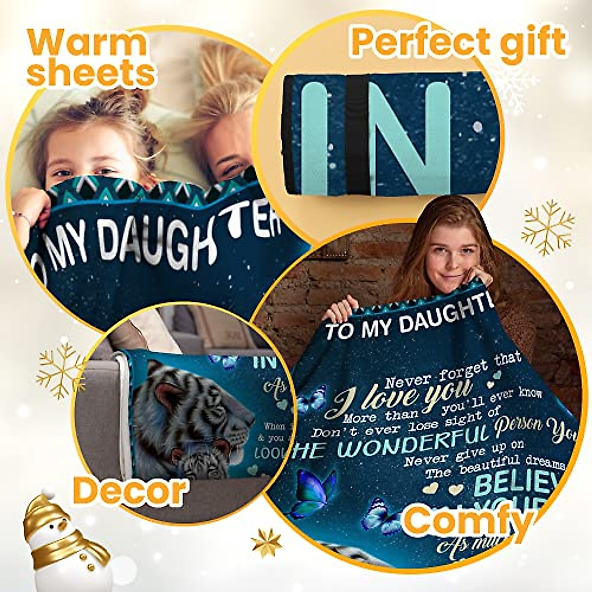 New Daughter Gifts from Mom to Daughter Tiger Blanket, to My Daughter Blanket, Soft Fleece Throw Blankets Graduation Gifts Ideas for Women Birthday, Christmas, Mother's Day Daughter Gift 50" x 60"