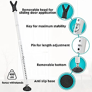 Door Security Bar,Sliding Door Lock Bar with Anti Lift Lock,Adjustable Sliding Door Security Bar for House, Apartment, School, Hotel Door Security System