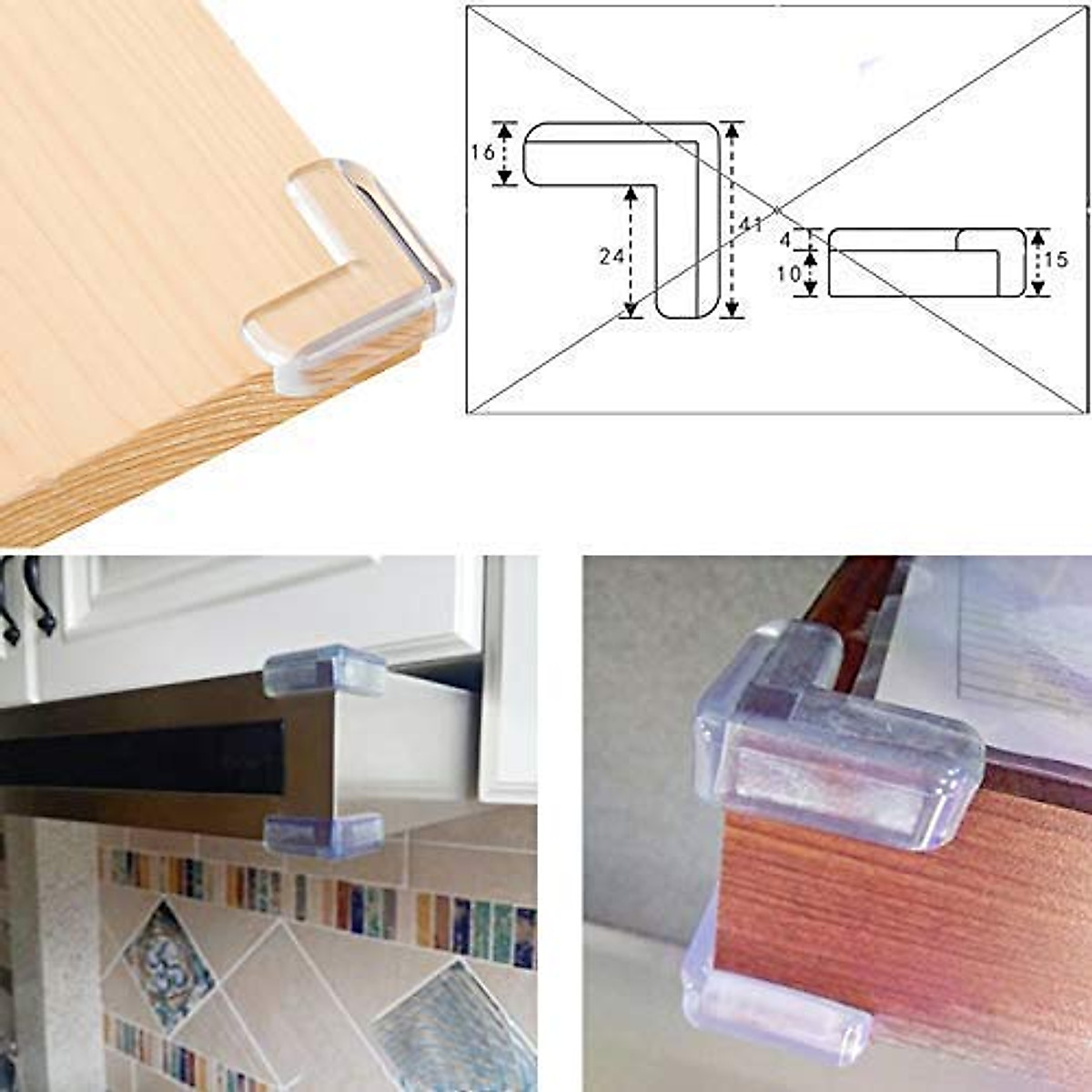 Pxyelec Clear Corner Guards, Corner Protectors, Furniture Tables & Sharp Corners Edge Safety Bumpers, for Child Head Injuries Corner Guards Anti-Collision Angle with Adhesive Gel Pack of 20