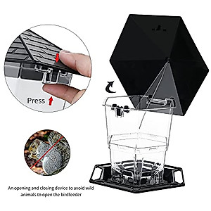 Jealoeur Bird Feeders for Outside Bird Feeder, with a Latch Feature,Retractable Bird Feeder, Wild Bird Seed for Outside Feeders for Outside and Garden Decoration Yard for Bird Watchers (Black)