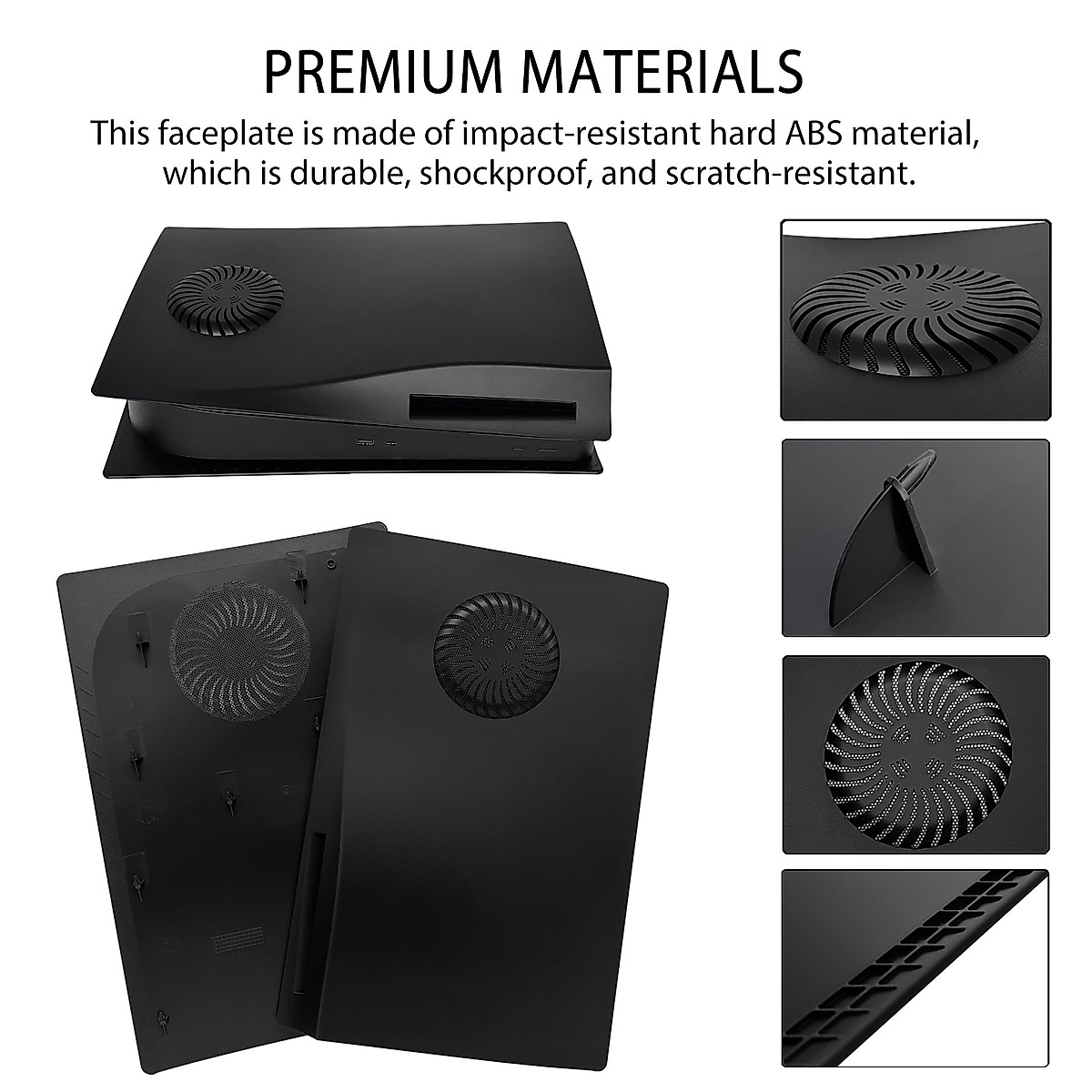 Faceplate with RGB Light Strip for PS5 and Dust Filter for Cooling Vents DOBEWINGDELOU 400+ Effects LED Light Ring Console Cover for Disc Edition DIY Decoration Kit Accessories Black