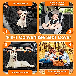 MIXJOY Dog Car Seat Cover, Waterproof Car Seat Cover for Dogs Kids, Bench Back Seat Cover Protector Armrest for Cars with 1 Dog Seat Belt, Washable & Nonslip Pet Car Seat Cover for Cars, Trucks & SUV