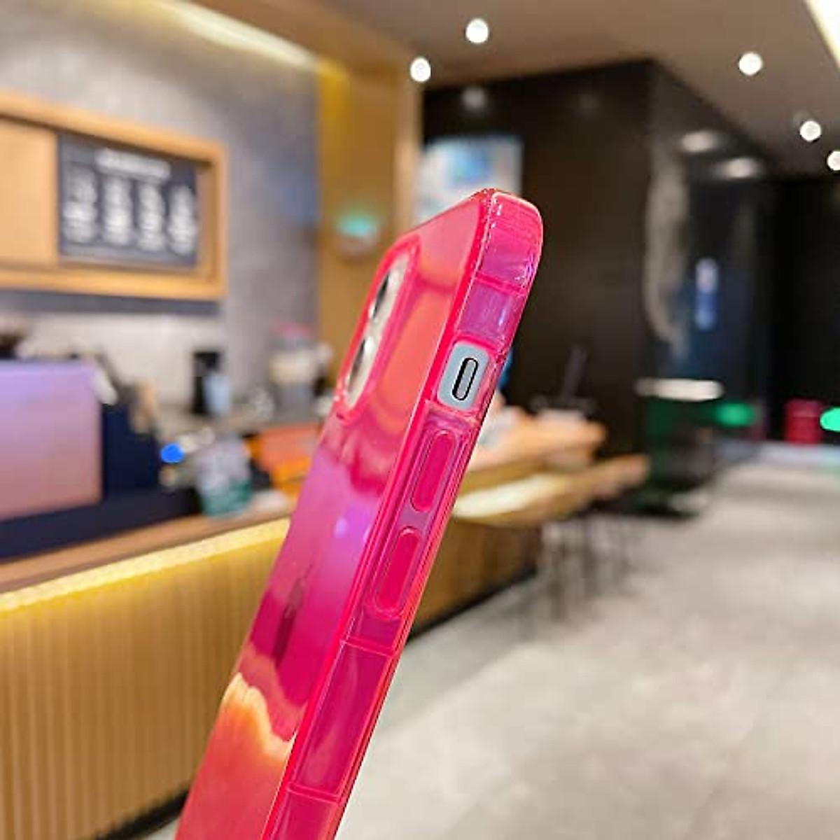 OWLSTAR Cute Neon Clear Soft Case for iPhone 12 Pro 6.1 inch & iPhone 12, Flexible Slim TPU Shockproof Transparent Bumper Protective Phone Cover for Women and Girls (Hot Pink)