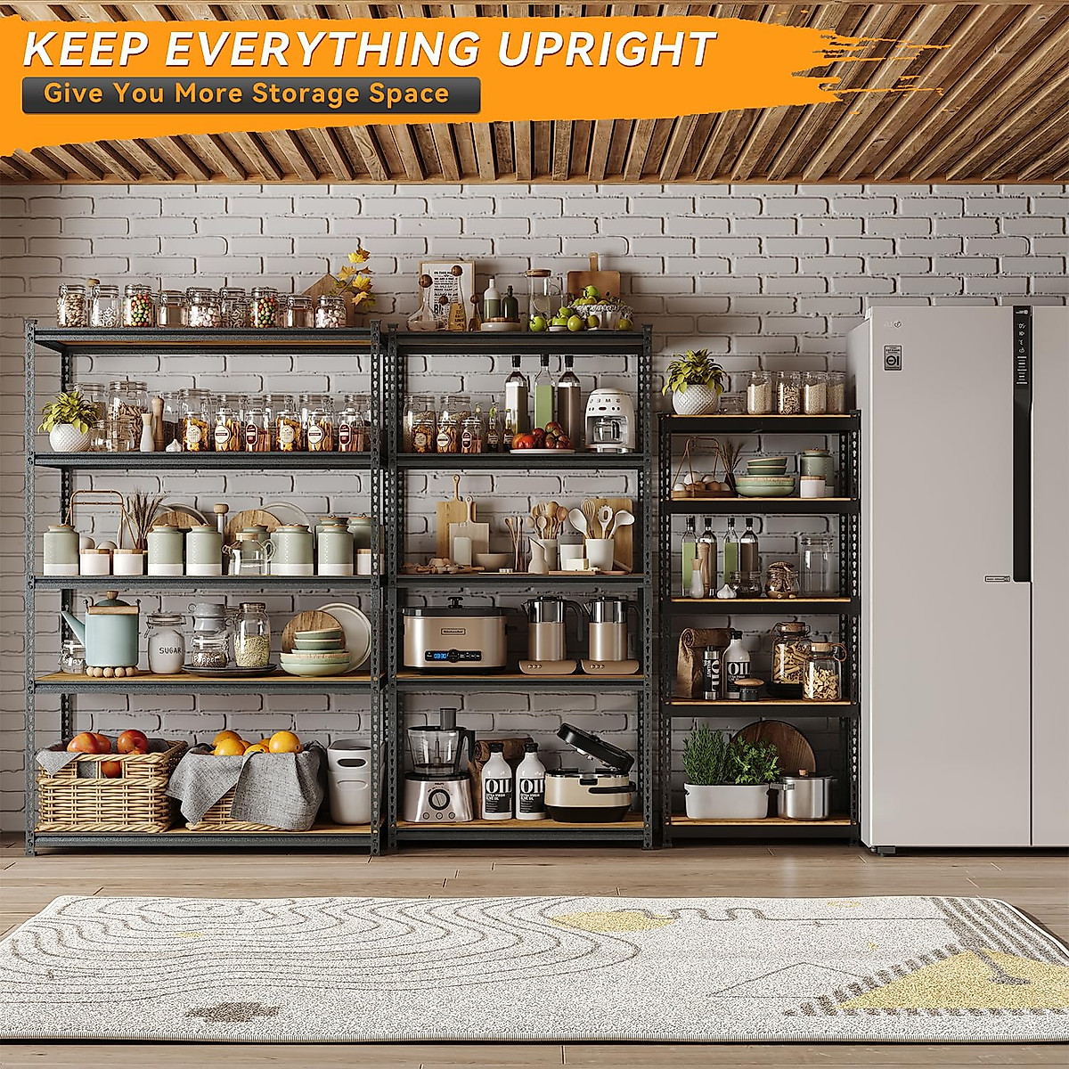 Smaafit 5-Tier Shelves for Wall Storage, Storage Rack Metal Shelves, Heavy Duty, Adjustable, Garage & Warehouse Storage, 28x12x59 Inches, 275 lbs/Level