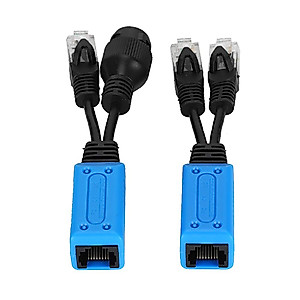 Tosuny 2pcs Splitter RJ45 Combiner POE Adapter Connectors Power Cable Kit Works with IP Security Cameras, Wireless Access Points