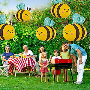diycam Bee Foil Balloons, Bumble Bee Balloons for Bee Birthday Party Decoration, 6 Pcs Bee Balloon for Bee Themed Party Birthday Baby Shower Gender Reveal Birthday Party Decorations Supplies