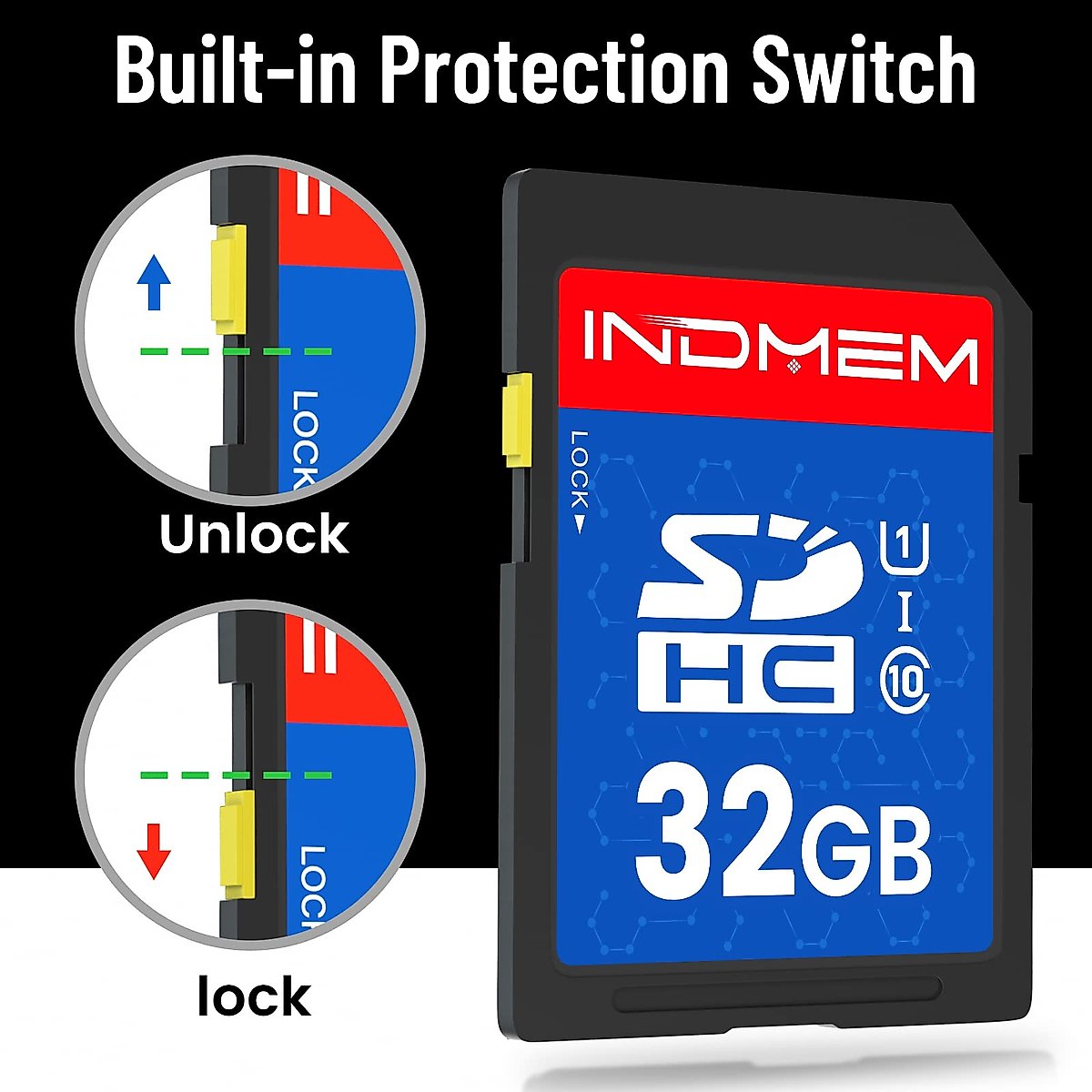 INDMEM SD Card 32GB (5 Pack) - SDHC Flash Memory Card UHS-I U1 Class 10 High-Speed Full HD Video Compatible with Digital Point-and-Shoot Cameras, HD Camcorders, DSLR and PC