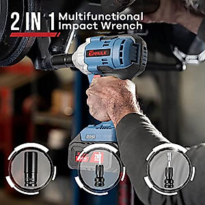 Enhulk Cordless Impact Wrench 1/2, 1/2 Impact Gun Brushless w/Max Torque 300 ft-lbs (400N.m), 20V Electric Impact Wrench with 4.0Ah Battery&Charger, Reverse Brake Stop, Variable Speed, for car repairs