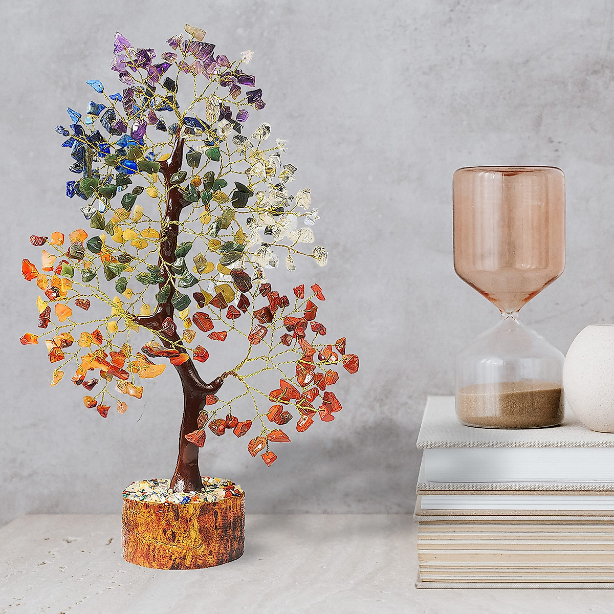 Zenfulstone 7 Chakra Tree of Life | Crystal Tree for Positive Energy - Meditation | Feng Shui Money Bonsai Tree | Home, Office - Tree of life Decor | Healing Gemstone Artificial Tree | Spiritual Gift