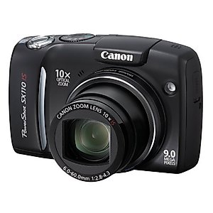 Canon Powershot SX110IS 9MP Digital Camera with 10x Optical Image Stabilized Zoom (Black)