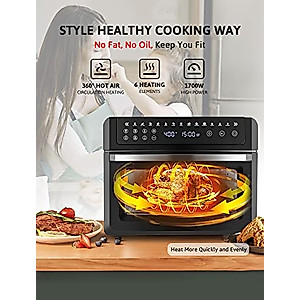 Gevi Air Fryer Toaster Oven Combo, Large Digital LED Screen Convection Oven with Rotisserie and Dehydrator, Extra Large Capacity Countertop Oven with Online Recipes
