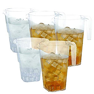 Plasticpro Clear Plastic Premium Water or Beverage Pitchers for Restuarants, Party's, or Schools 56 ounce Pack of 5