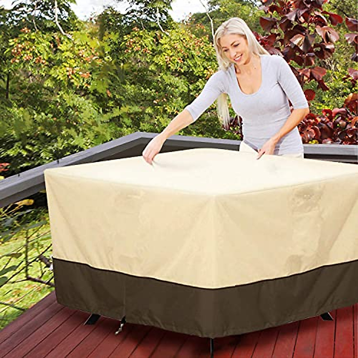 Nisorpa Square Patio Table Cover, 60 Inch Outdoor Furniture Covers Square, Waterproof Covers for Patio Furniture, Heavy Duty Square Patio Cover with Air Vents