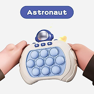 Quick Push Bubble Competitive Game Console Series - Anti Stress Sensory Bubble Pop Fidget Toys Electric Decompression 4 Modes Handled Flashing Game Console Toys for Kids and Adults (Blue)