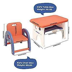 QUIIKM Toddler Table and Chair Set Children Activity Table and 2 Chairs for Art Craft Building Blocks Furniture Set Gift for Toddler Boys Girls (Blue)