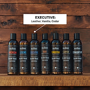 Live Bearded Beard Wash, 8 fl oz - Water-Based Face Cleanser with All-Natural Ingredients for a Gentle, Deep Clean - Made in the USA | Executive Scent - Cedar, Vanilla