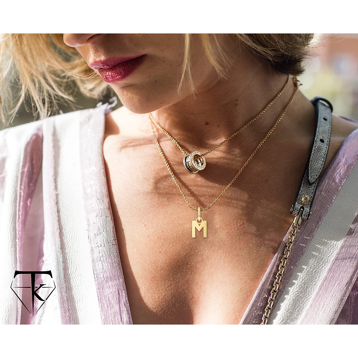 Takar Dainty 10K Gold Mini Initial Letter Pendant, A-Z Bold Gold Letter Charm For Women And Men, Personalized Pendant Charms Gift For Birthdays, Made In USA