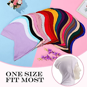 Handepo 24 Pcs Modal Hijab Cap Adjustable Muslim Stretchy Turban Full Cover Shawl Head Muslim Women Scarf Full Neck Coverage Undercap for Lady Girls Prayer, 24 Colors