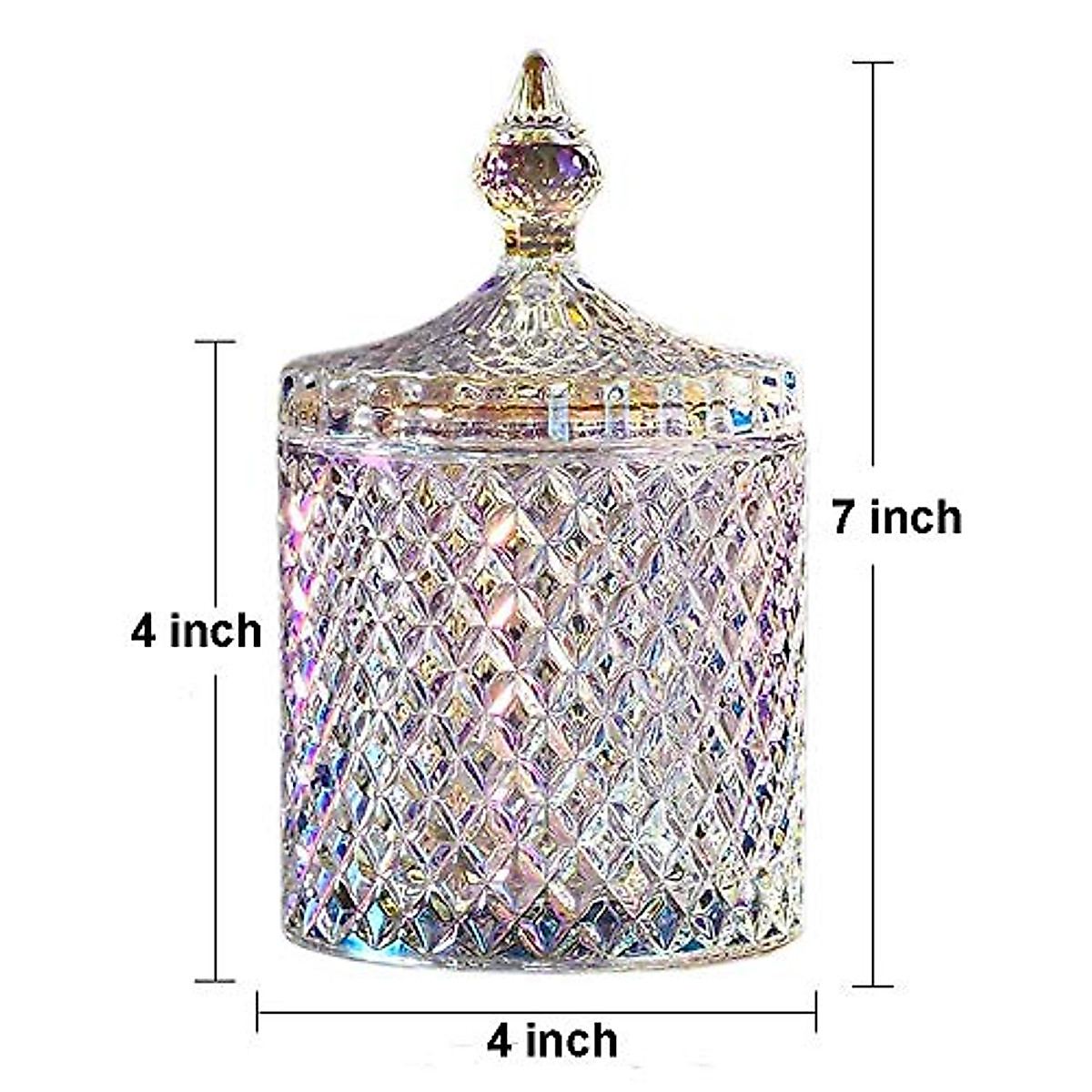 CLOVERHOME Qtips Holder Dispenser Bathroom Counter Vanity Organizer for Cotton Ball, Cotton Swab, Cotton Rounds Bath Salts Jewelry Storage Container for Decoration, Weddings, Candy(Sparkling, 20 oz)