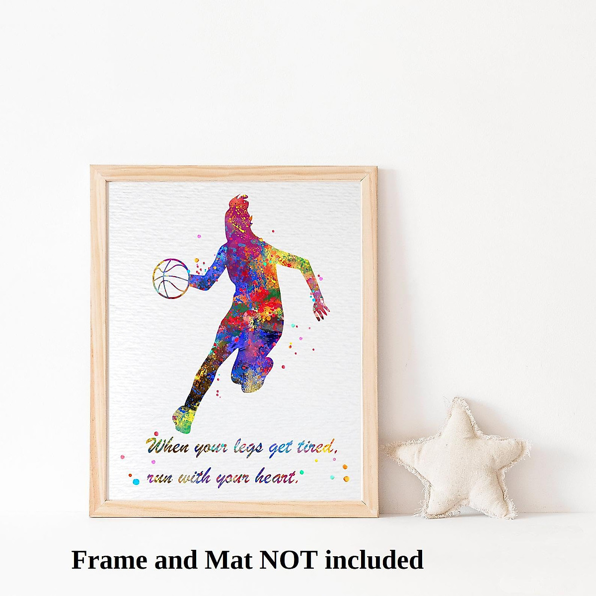 Dignovel Studios 8X10 Unframed Basketball Girl When Your Legs Get Tired Motivational Watercolor Art Print Poster Housewarming Wall Giclee Office Home Decor DN521