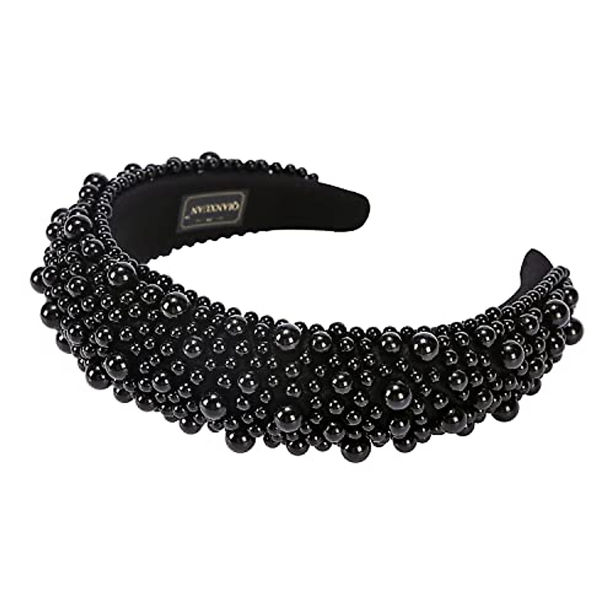 QIANXUAN Fashion Headbands For Women's Hair White Pearl Headbands For Girls Black Padded Headband Beading Pearls Hair Accessories Design Elegant Wide Hairbands