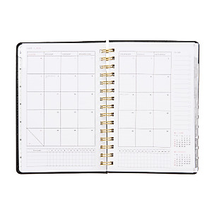 russell+hazel 2022-2023 A5 Academic Weekly Planner, Office Supplies, Black Vegan Leather, with Stickers, 5.625" x 8.25"